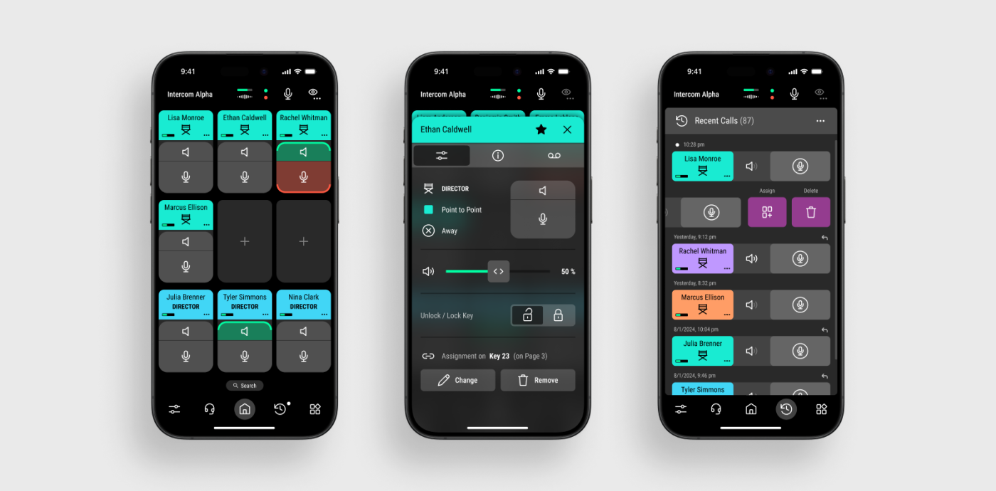 UX/UI Design der Intercom-App von RTS: professionelle Audio-Workflows ...
