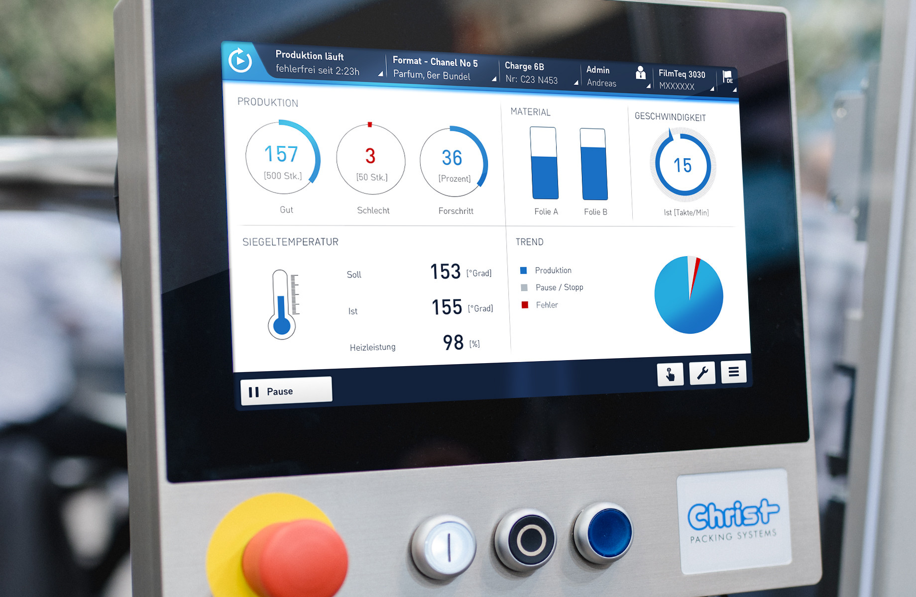 HMI for Christ packaging machines | CaderaDesign - Industrial Grade UX