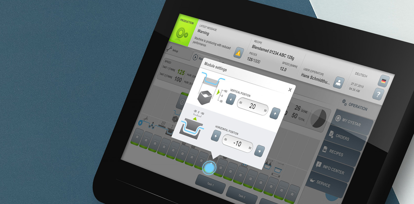 HMI for Oystar packaging machines | CaderaDesign - Industrial Grade UX