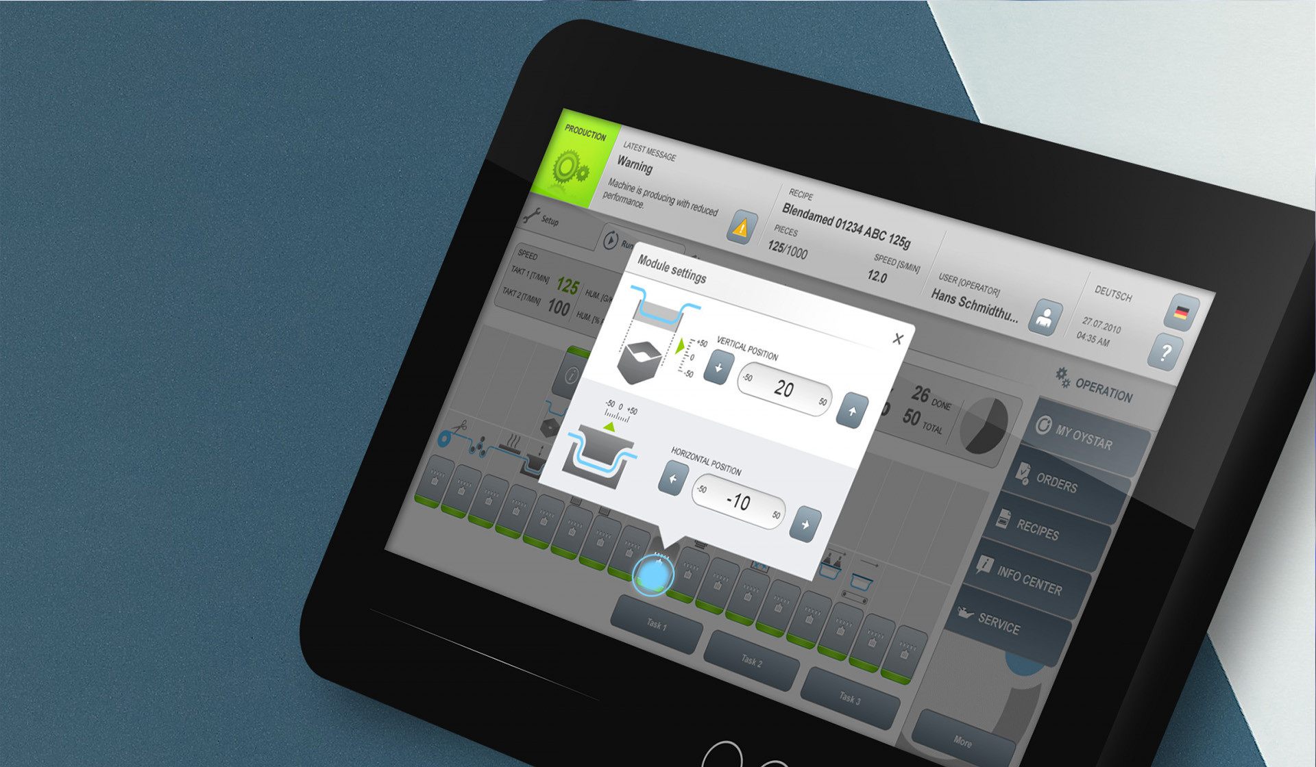 HMI for Oystar packaging machines | CaderaDesign - Industrial Grade UX
