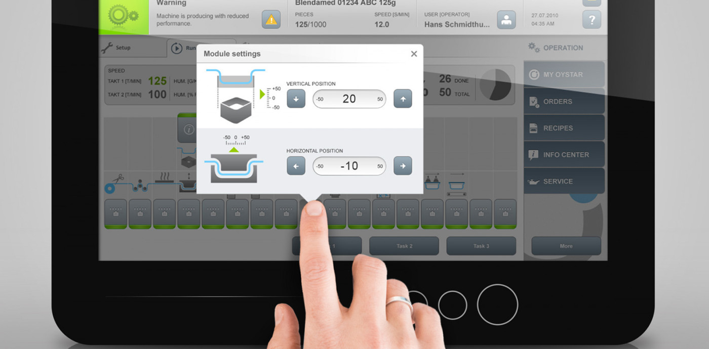 HMI for Oystar packaging machines | CaderaDesign - Industrial Grade UX